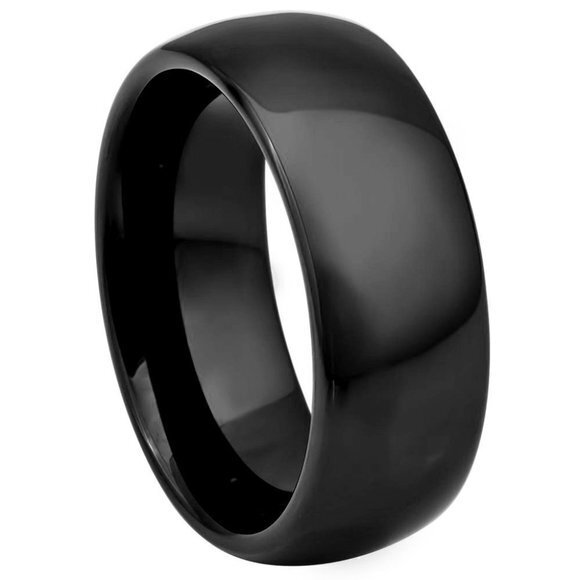 Accessories | 8mm Black High Polish Shiny Domed Comfort Fit Classic ...